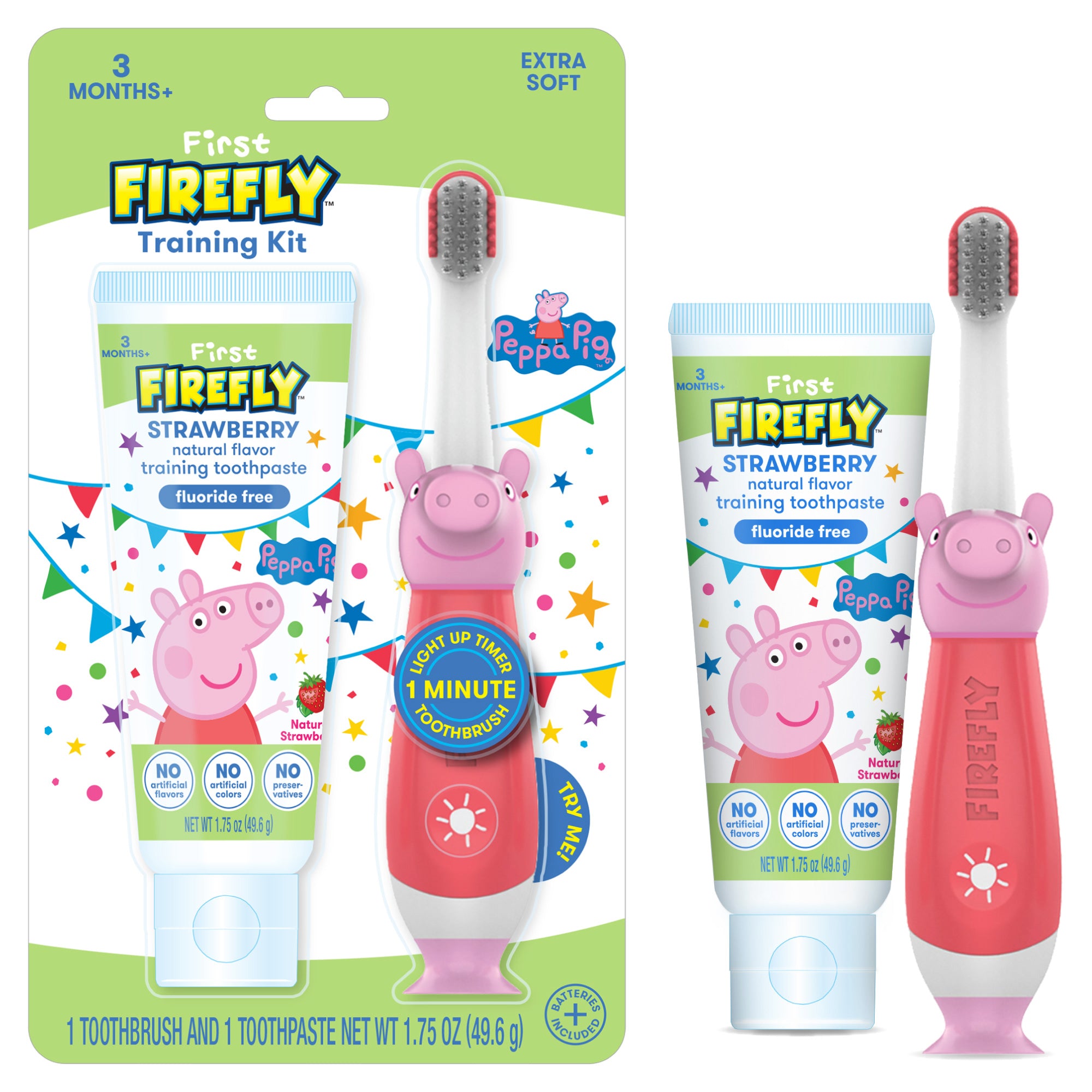 First Firefly Peppa Pig Training Kit, Light Up Kids Toothbrush and Nat