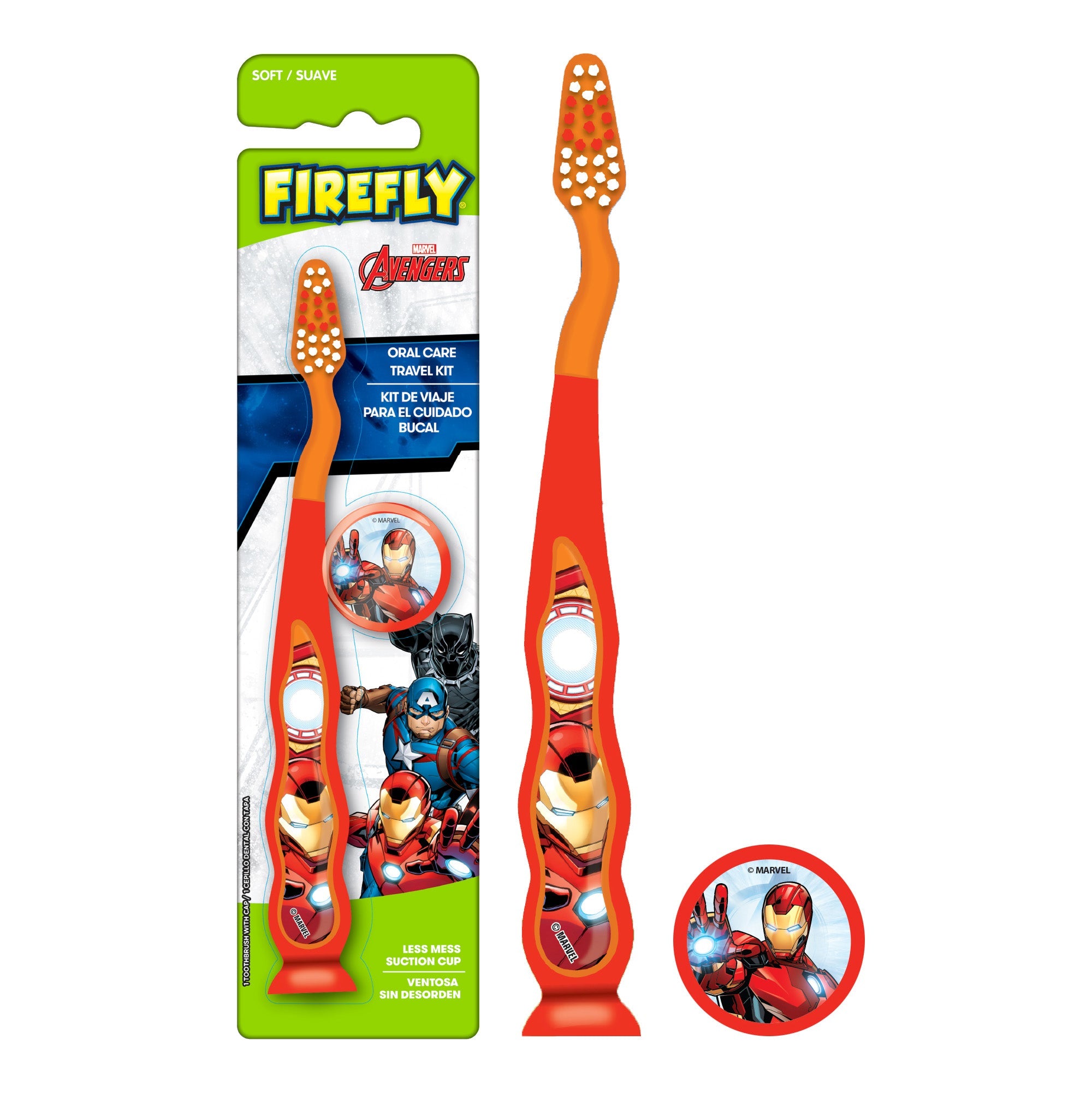Firefly Kids Avengers Travel Kit, Soft Bristled Toothbrush, Ages 3+, 1